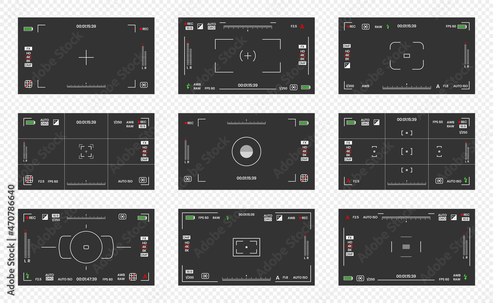 Camera viewfinder overlay video or photo frame recorder flat style ...