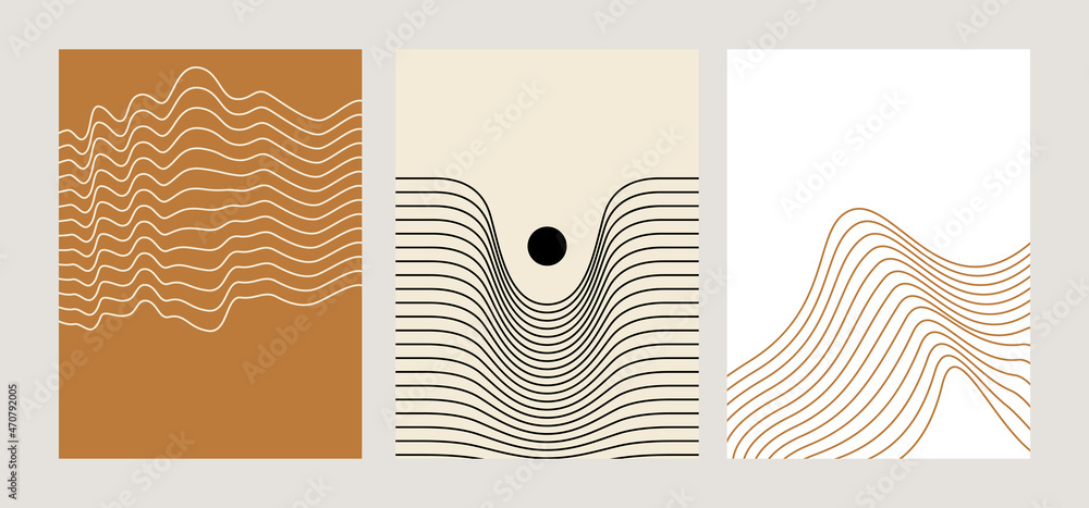 Vector minimal geometric illustrations set - trendy abstract aesthetic ...