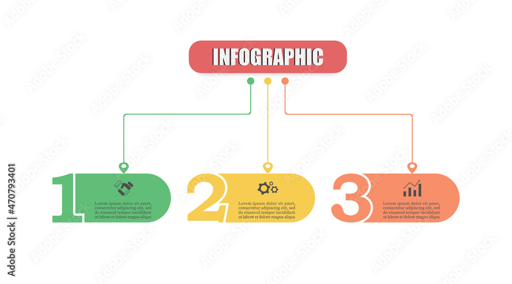 Infographics timeline square design presentation three element ...