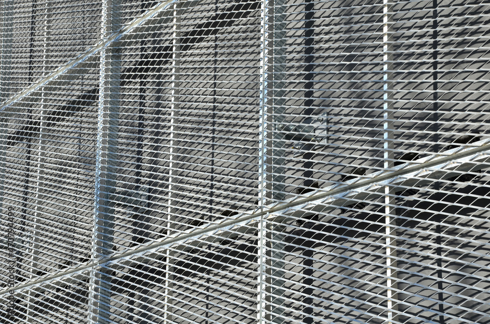 steel cladding of a building with a expanded metal lattice structure ...