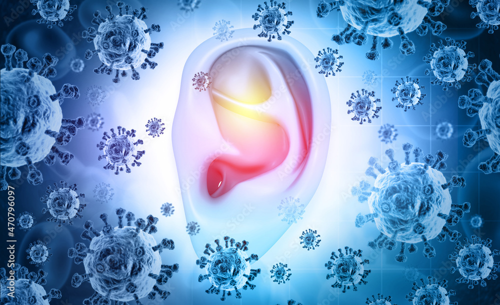 virus infection in the human ear. 3d illustration Stock Illustration ...
