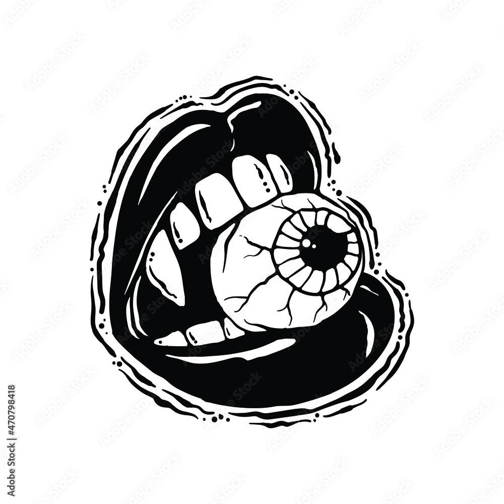 bite the eye black and white hand drawing illustration vector Stock ...