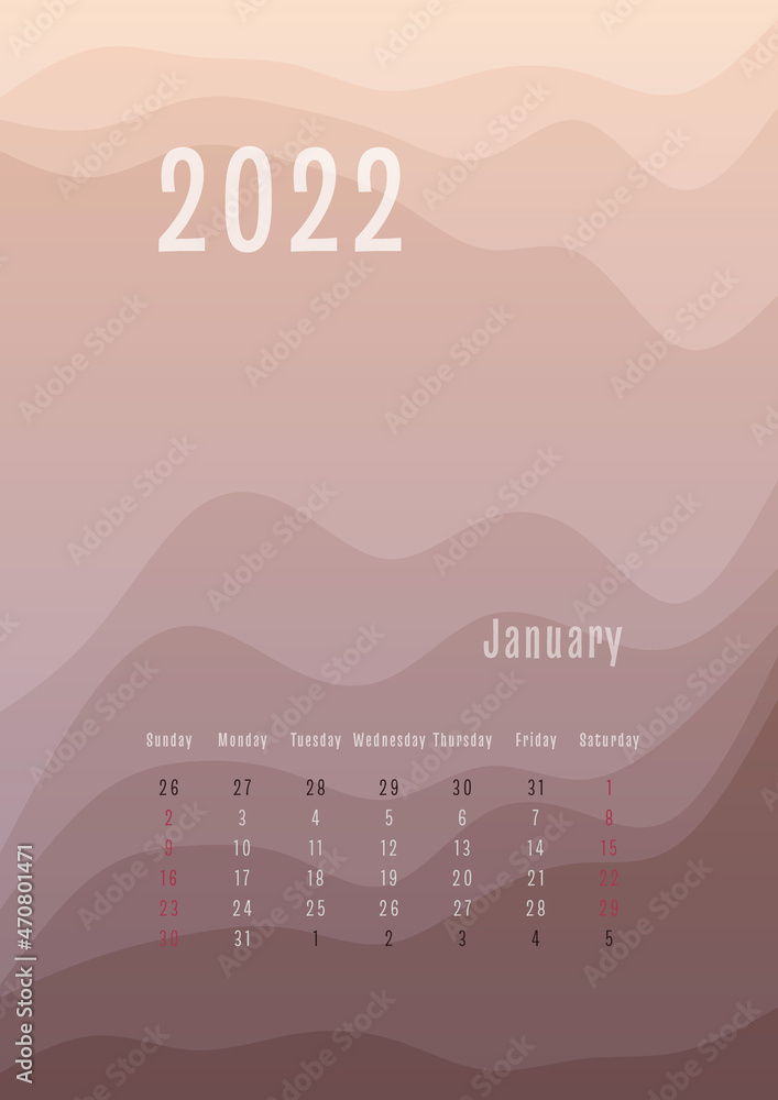 Colorful January 2022 Calendar