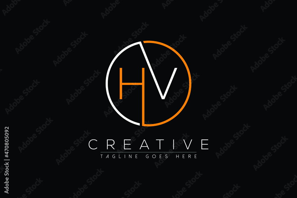letter hv elegant and luxury Initial with circle frame minimal monogram ...