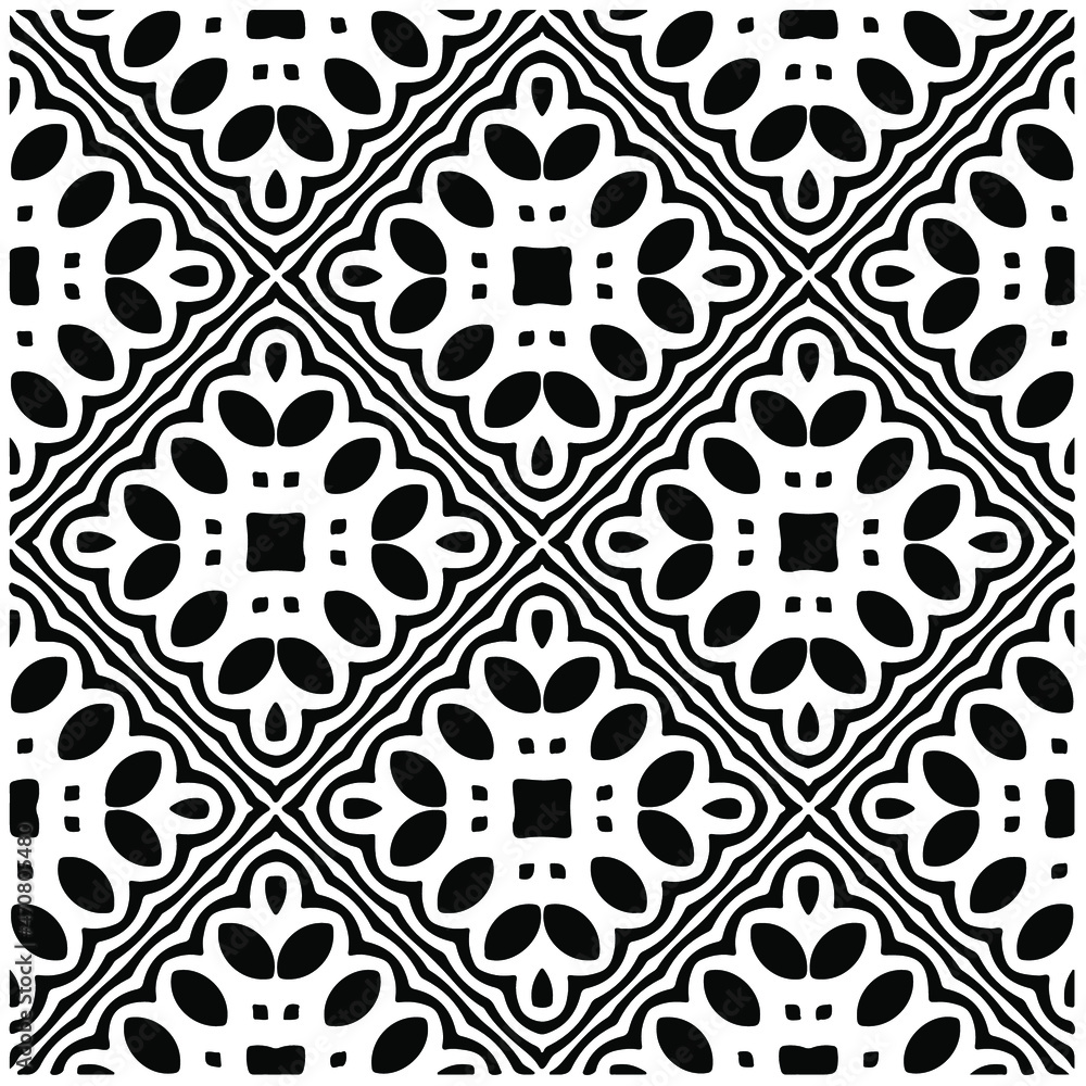 Seamless vector pattern in geometric ornamental style. Black pattern ...