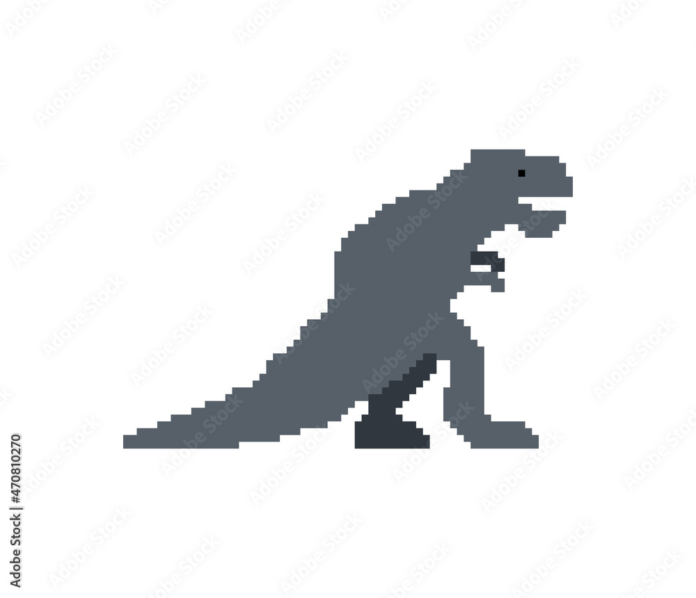 Tyrannosaur pixel art dinosaur. pixelated Ancient animal. 8bit Dino ...