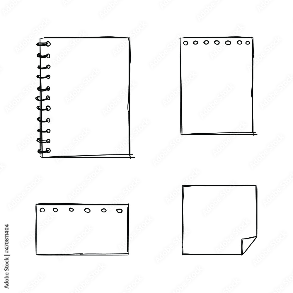 Vector collection of hand drawn doodle pages isolated on white ...