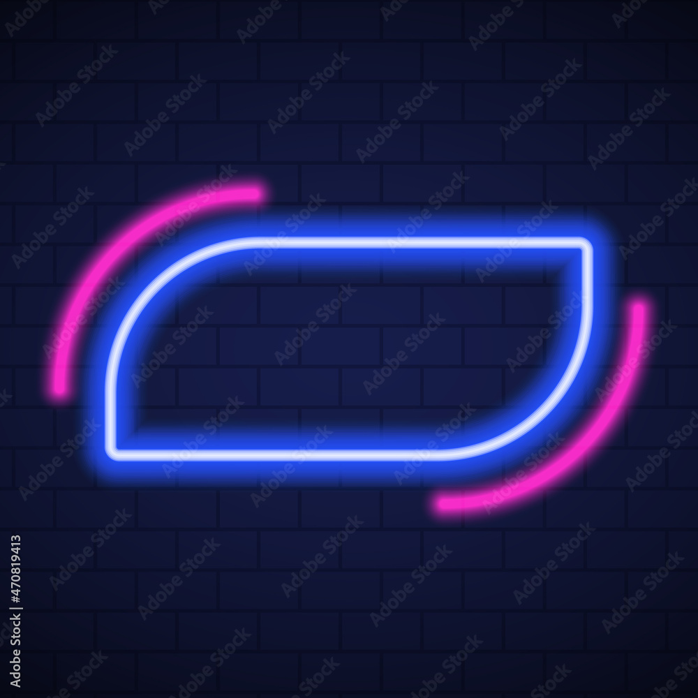 Night Club Neon Sign on Brick Wall Background. Blank 3d Retro Frame ...