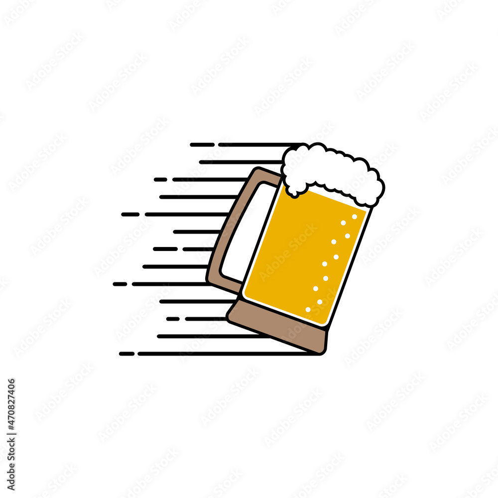 Beer delivery icon with beer stein and speed symbol. Overflowing beer ...