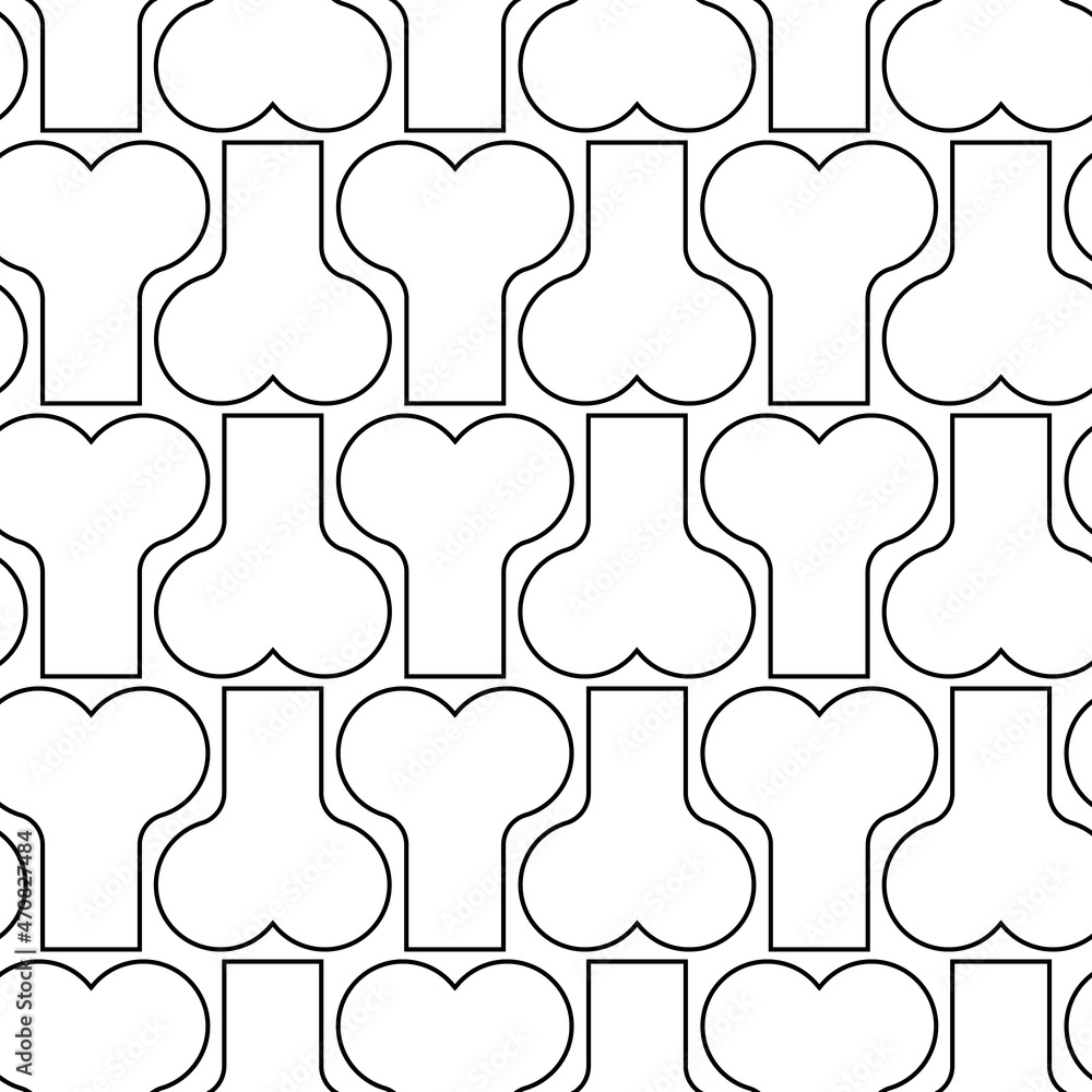 Bones seamless repeating pattern and background. Linear outline. Vector ...