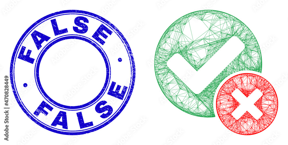Net irregular mesh false positive icon, and False textured round stamp ...