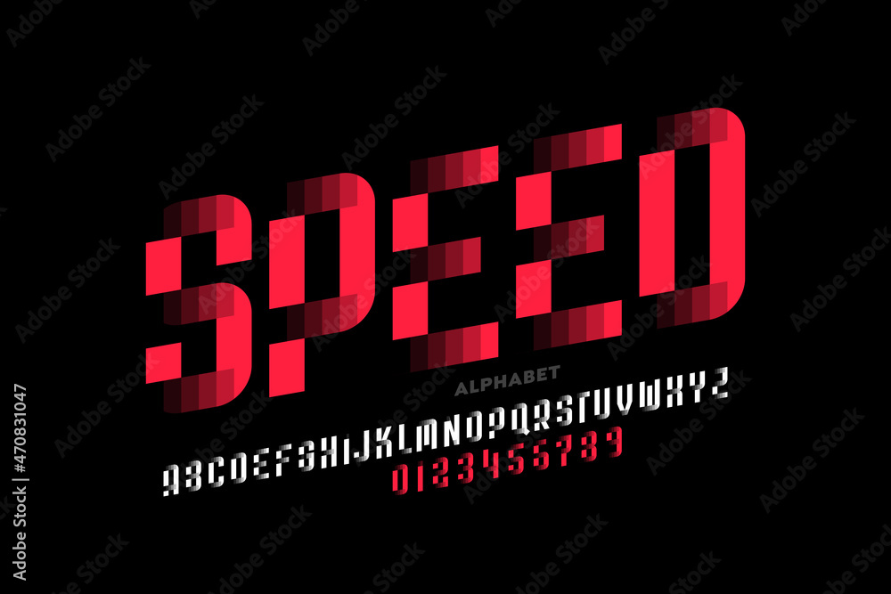 Speed style font design, alphabet letters and numbers vector ...