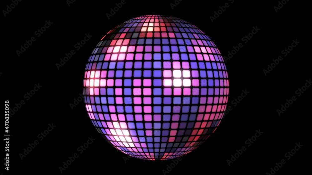 Light music disco ball animation on black background. Render disco ball ...