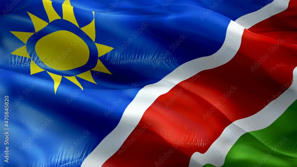 Namibian flag. National 3d Namibia flag waving. Sign of Namibian ...