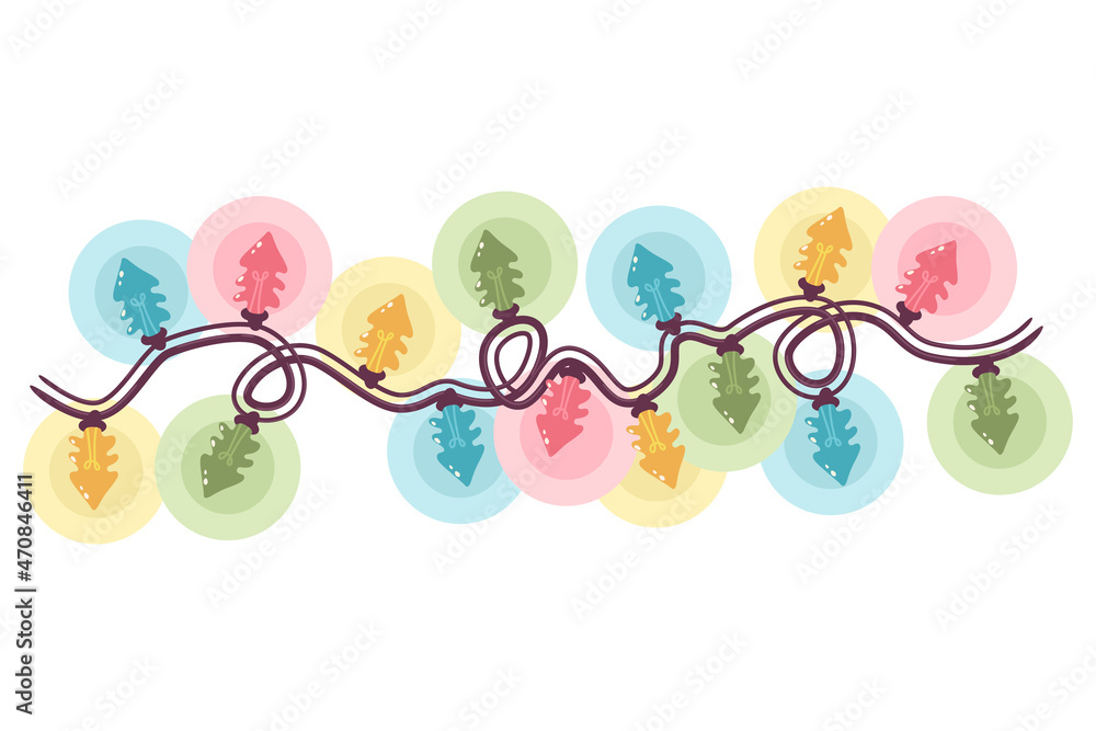 Christmas garland vector cartoon illustration isolated on a white ...