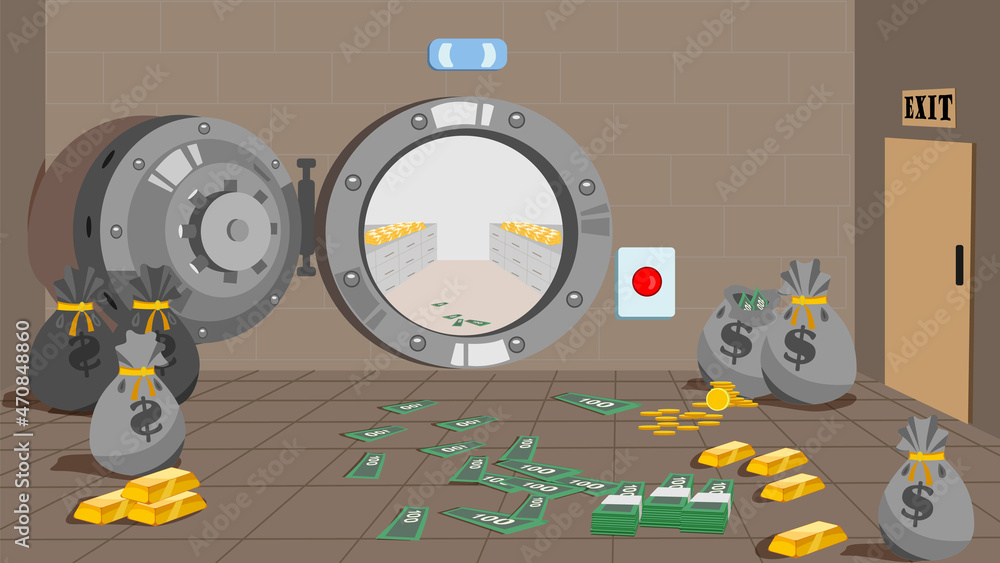 The bank vault is inside. Vector image of a cartoon bank vault with an ...