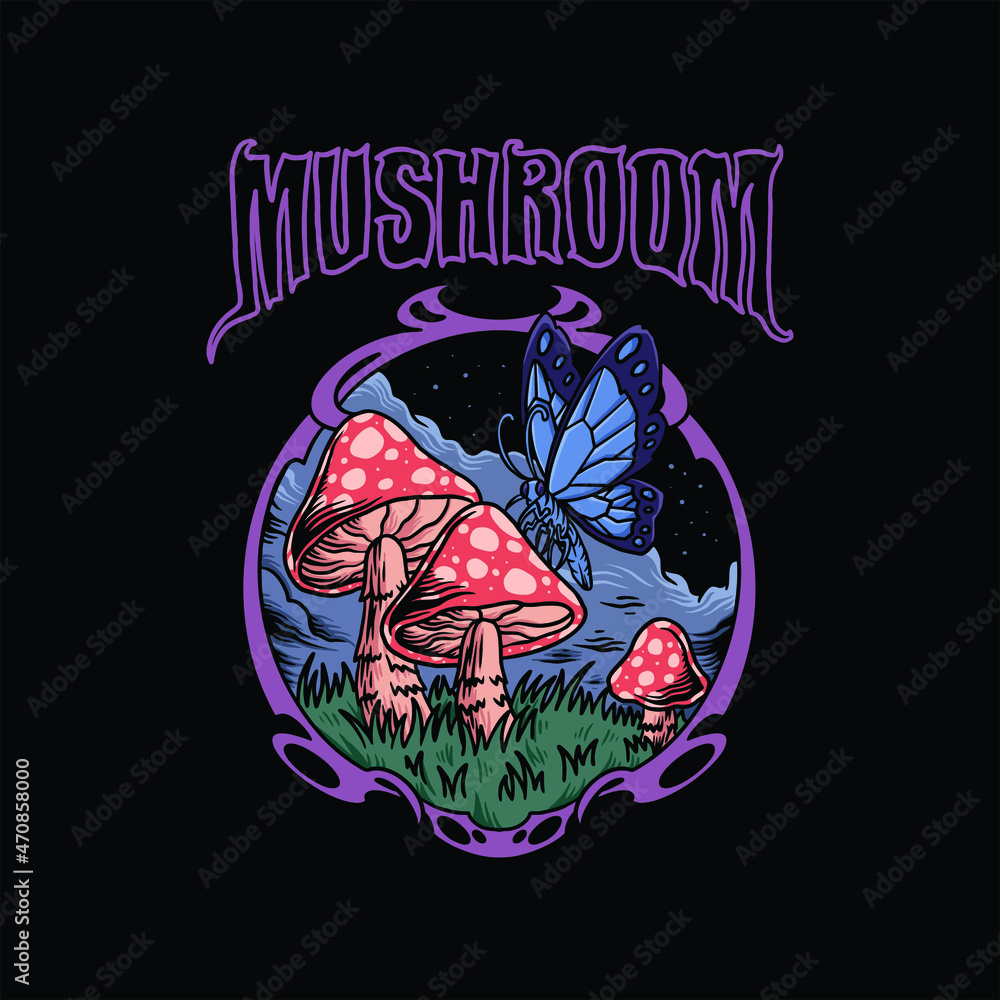 Magic Mushroom Illustration Vector Design Stock Vector Adobe Stock