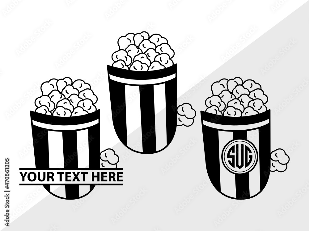 Popcorn Monogram SVG | Movie Popcorn Svg | Cinema Svg | Movie Svg ...