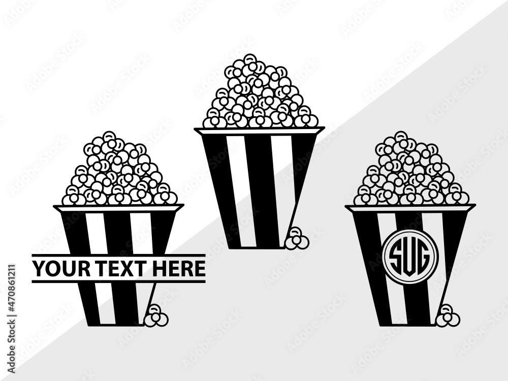 Popcorn Monogram SVG | Movie Popcorn Svg | Cinema Svg | Movie Svg ...
