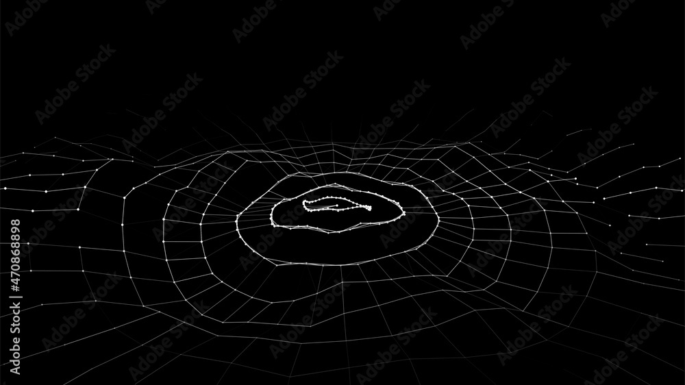 3D circular digital wave. Technology wave. Flow digital structure ...