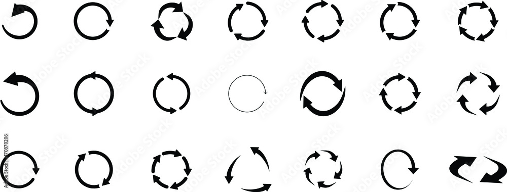 set of circular arrows,arrow pictogram refresh reload rotation loop sign set. Stock Vector ...