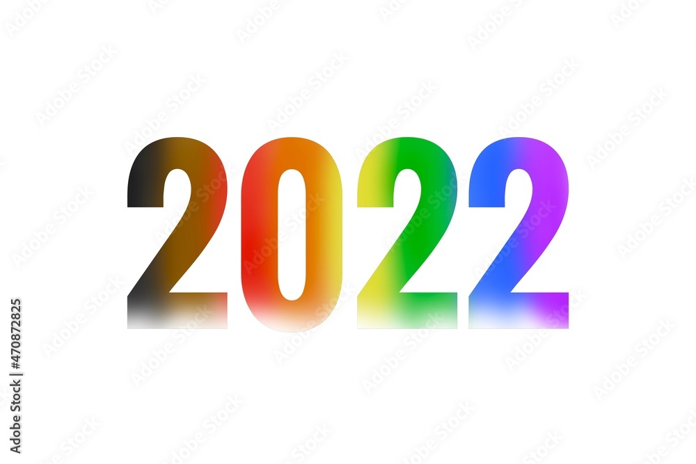 Number 2022 on rainbow colors background, concept for happy new year ...