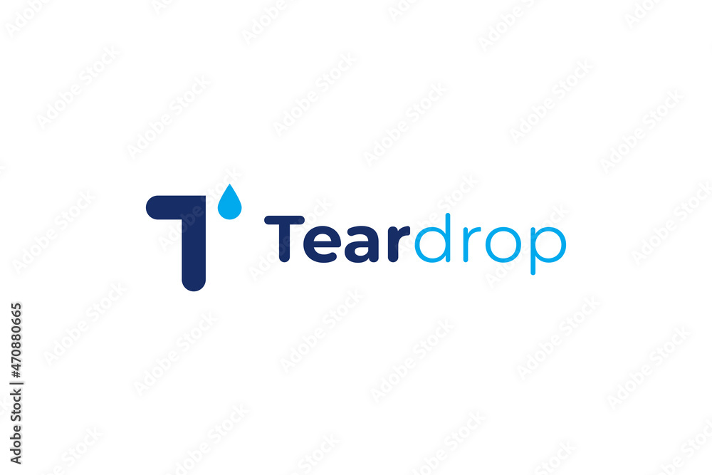 Teardrop Logo. Blue Initial Letter T with Liquid Waterdrop Combination ...