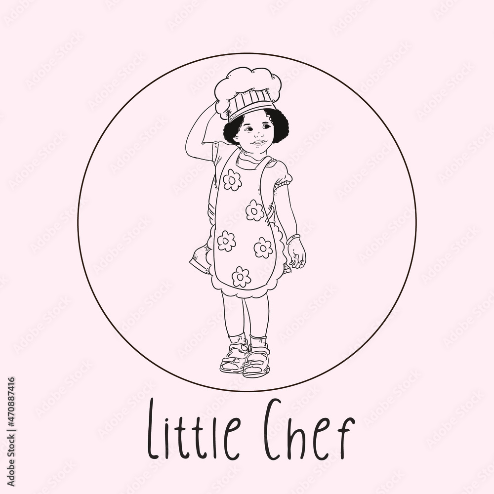 chef little girl sketch logo vector Stock Vector | Adobe Stock