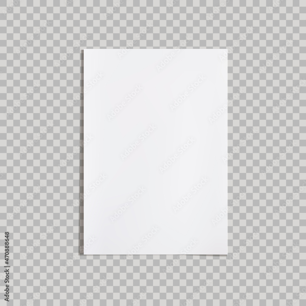 3D realistic A4 paper isolated on transparent background, rectangular shape. Stock Illustration ...