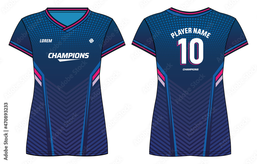 Women Sports Jersey t-shirt design with abstract geometric pattern ...