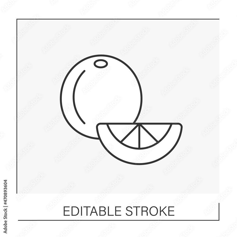 Pomelo line icon. Citrus fruits, with thick yellow skin and bitter pulp ...