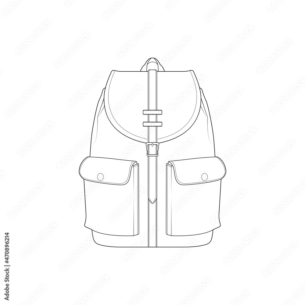 Backpack outline drawing vector, Backpack in a sketch style, trainers ...
