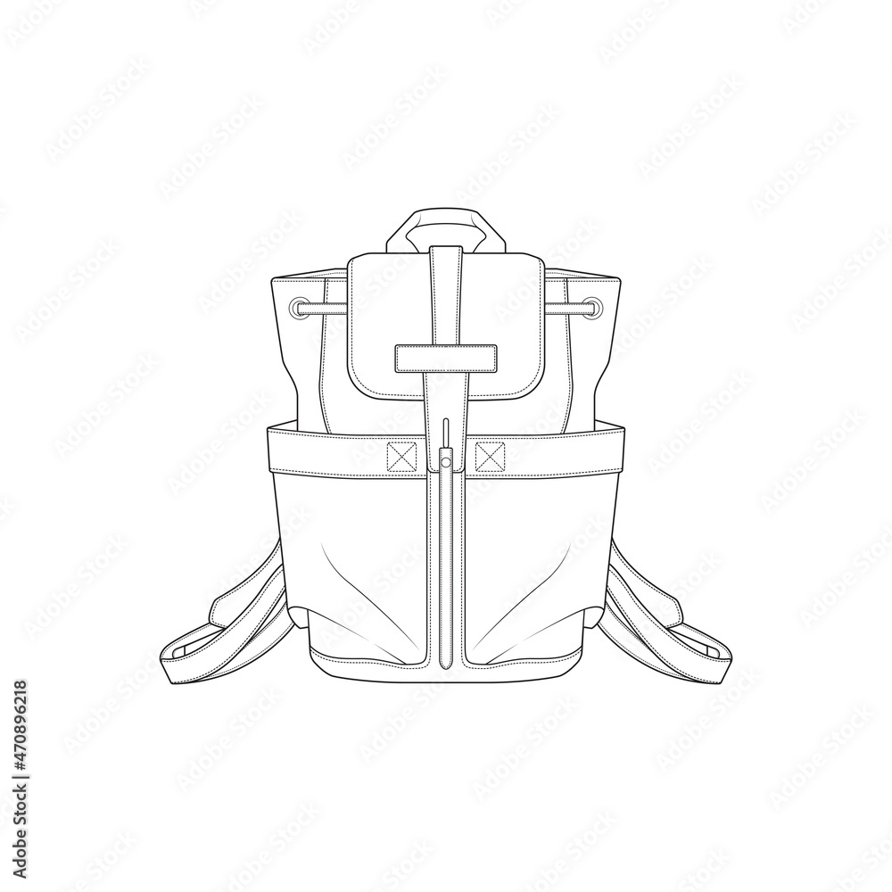 Backpack outline drawing vector, Backpack in a sketch style, trainers ...