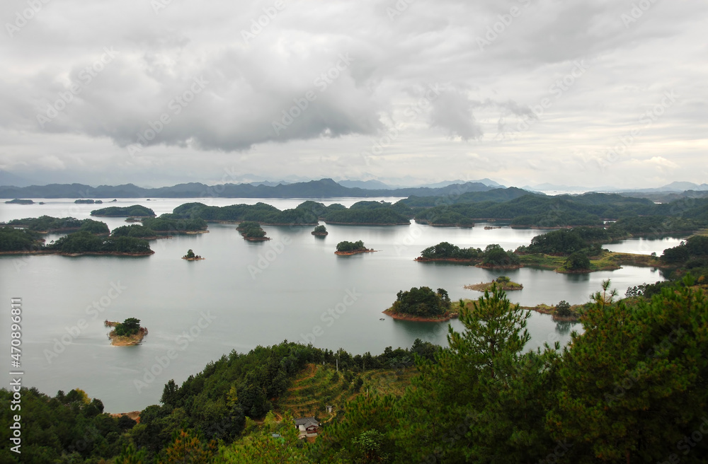 Qiandao Hu, Zhejiang Province, China: View of the lake and islands ...