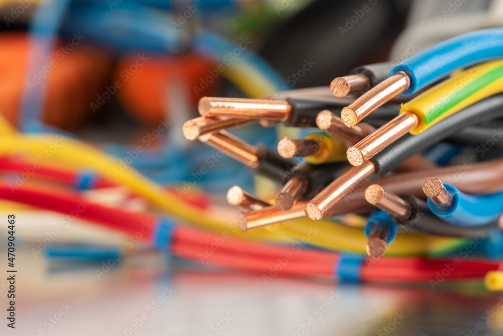 Copper cable wire used in electrical installation Stock Photo | Adobe Stock