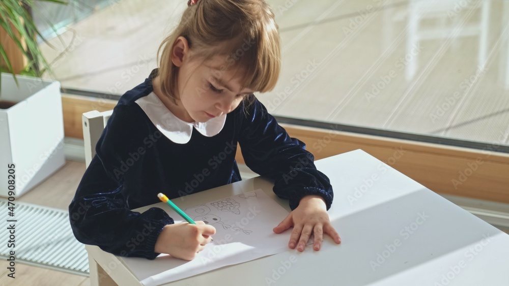 Elementary Public School Smart Creative Focused Young Caucasian Girl ...