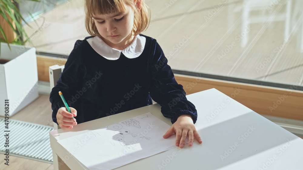 Elementary Public School Smart Creative Focused Young Caucasian Girl ...