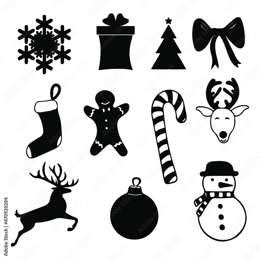 FotoMural Iconos de navidad, objetos de navidad, símbolos de navidad ...