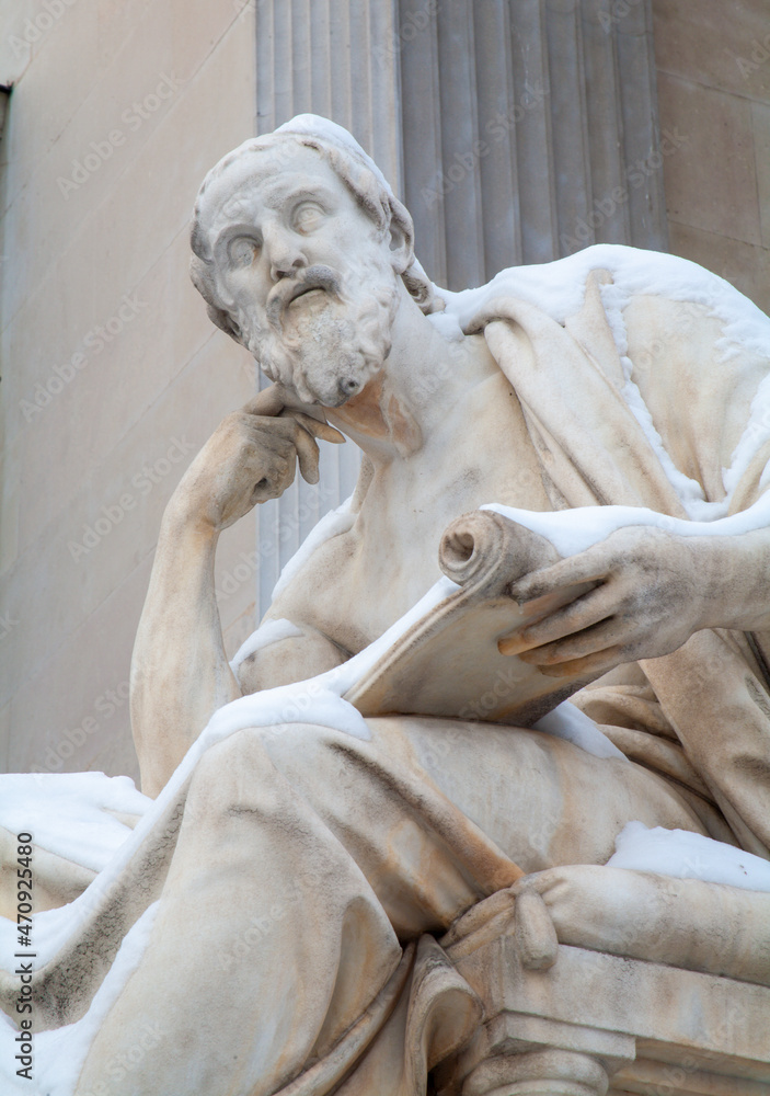 Vienna - The philosopher statue in front of the Parliament building in ...