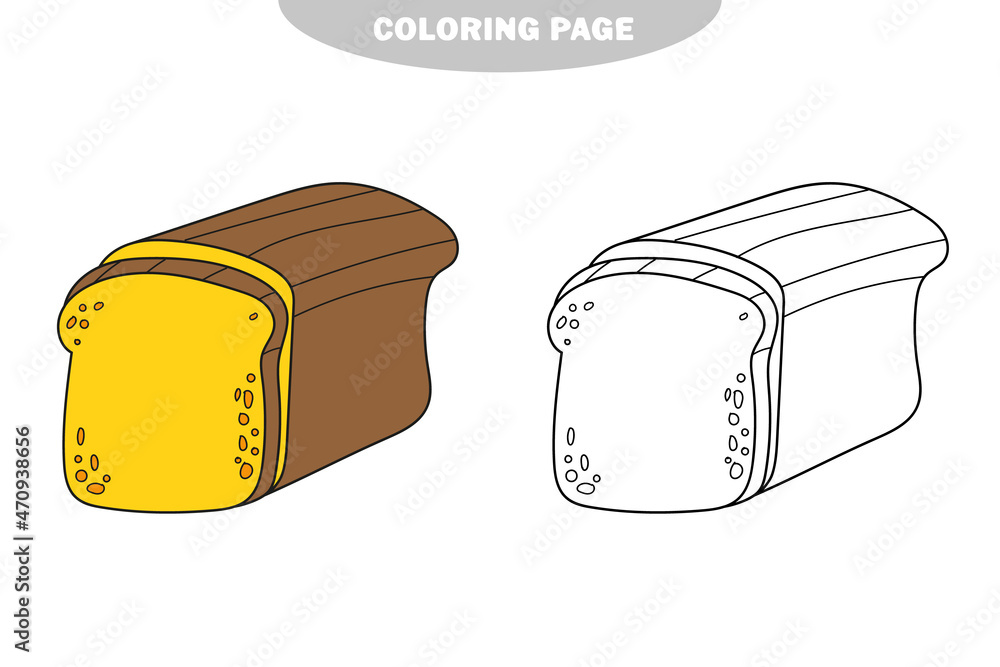 Simple coloring page. Vector line art illustration with bread ...