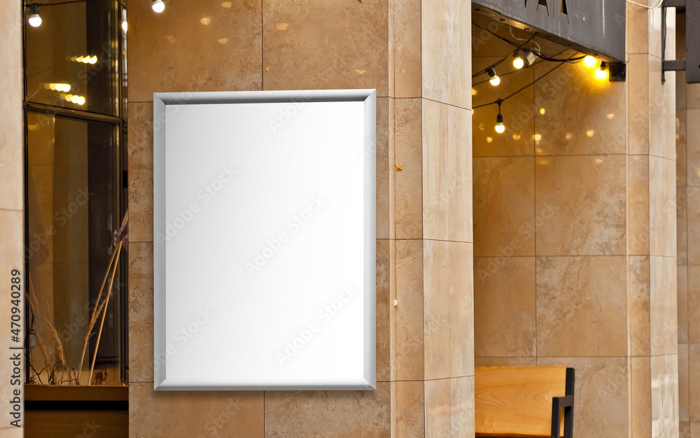 Rectangular sign on the building. Copy space and space for text. Mockup ...