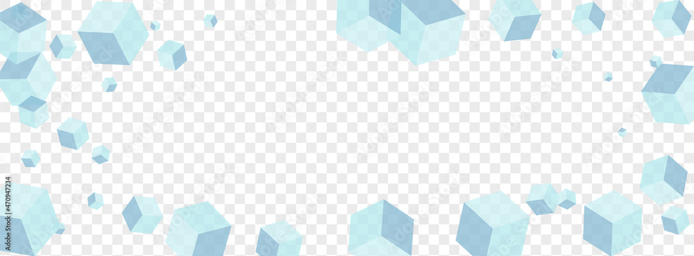 Blue Cube Background Transparent Vector. Box Abstract Template. Gray ...