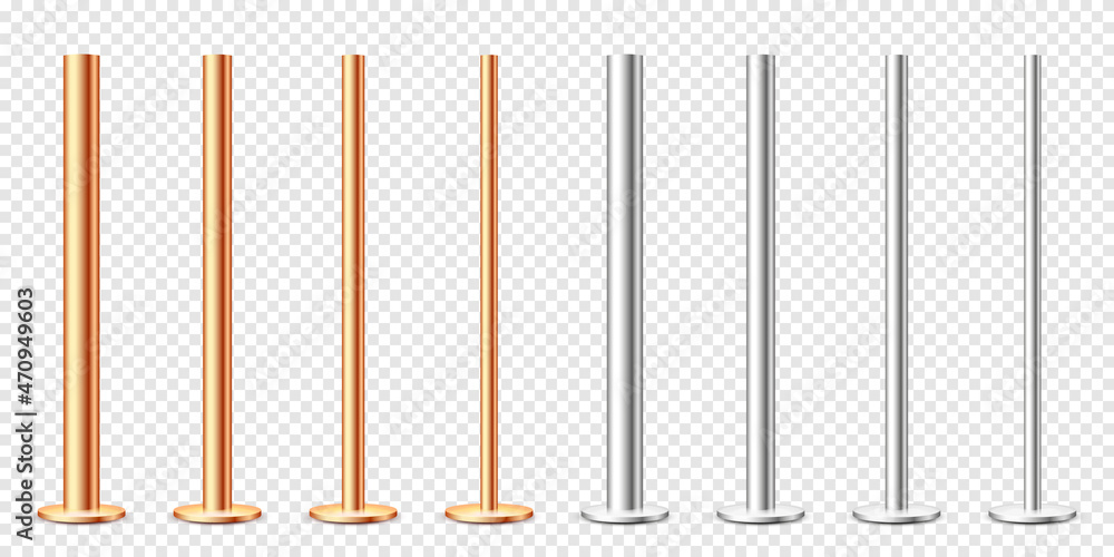 Realistic metal poles collection isolated on transparent background ...