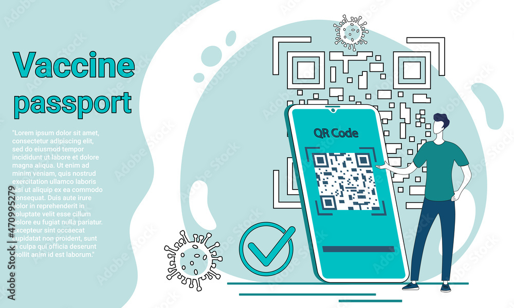 Using a QR code with vaccination.A poster calling for compliance with ...