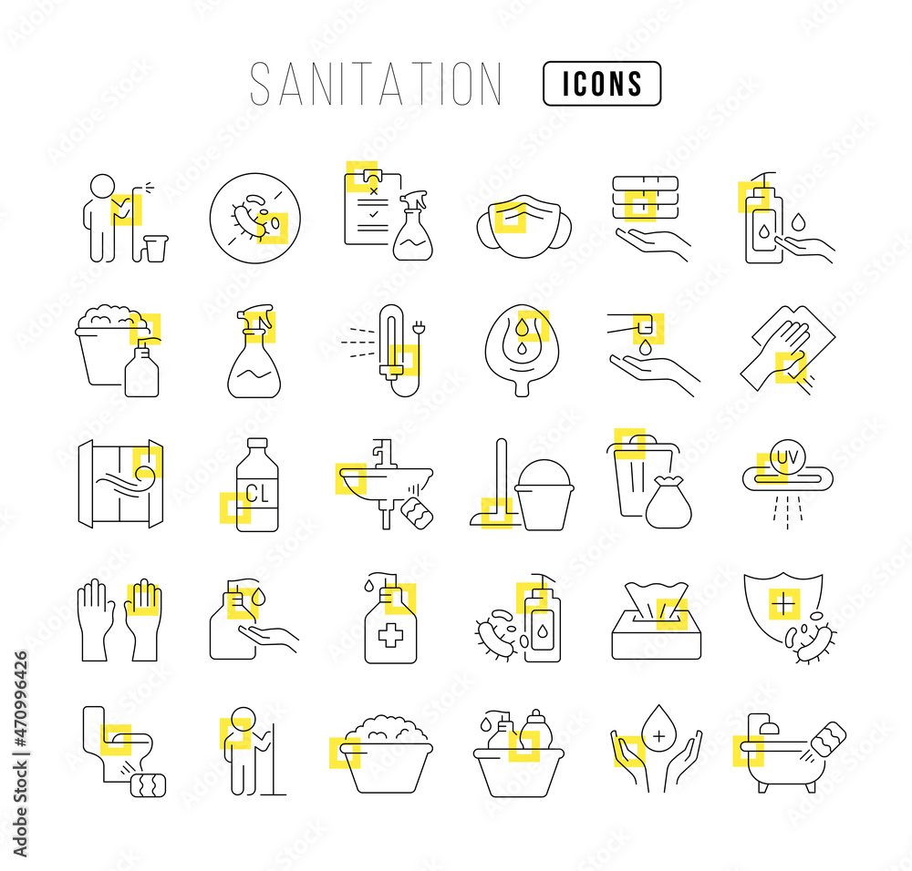 Sanitation. Collection of perfectly thin icons for web design, app, and ...