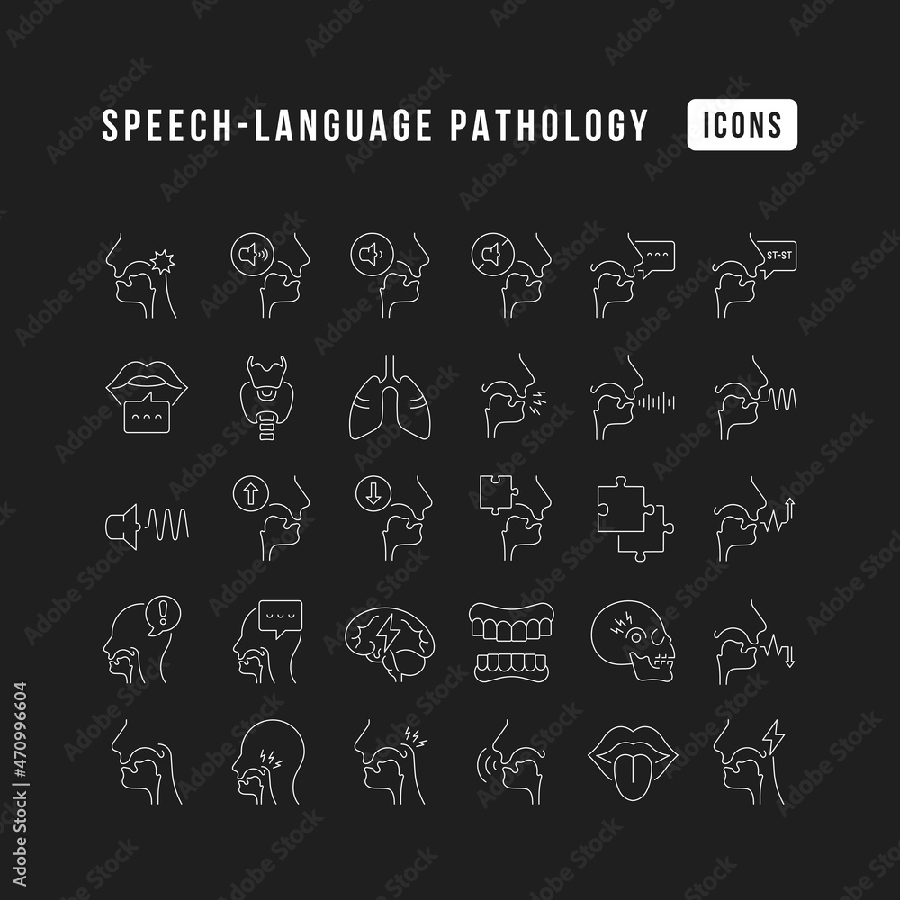 Speech-Language Pathology. Collection of perfectly thin icons for web ...