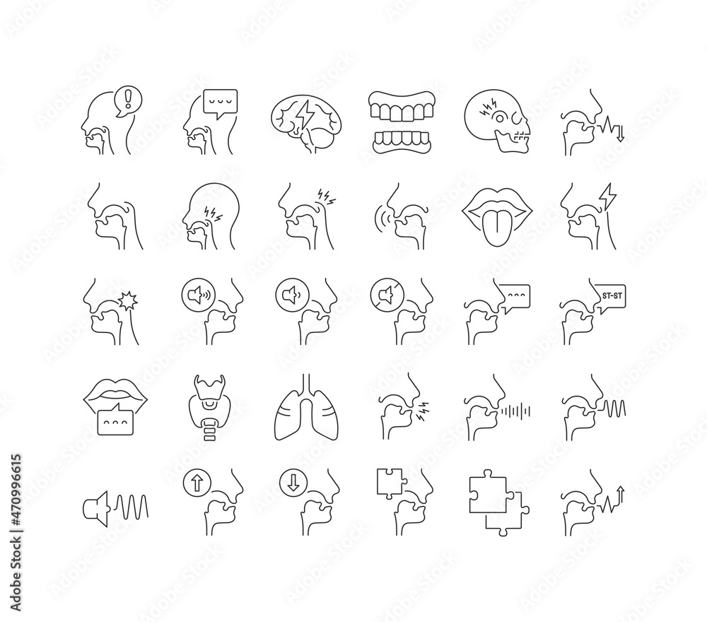 Speech-Language Pathology. Collection of perfectly thin icons for web ...