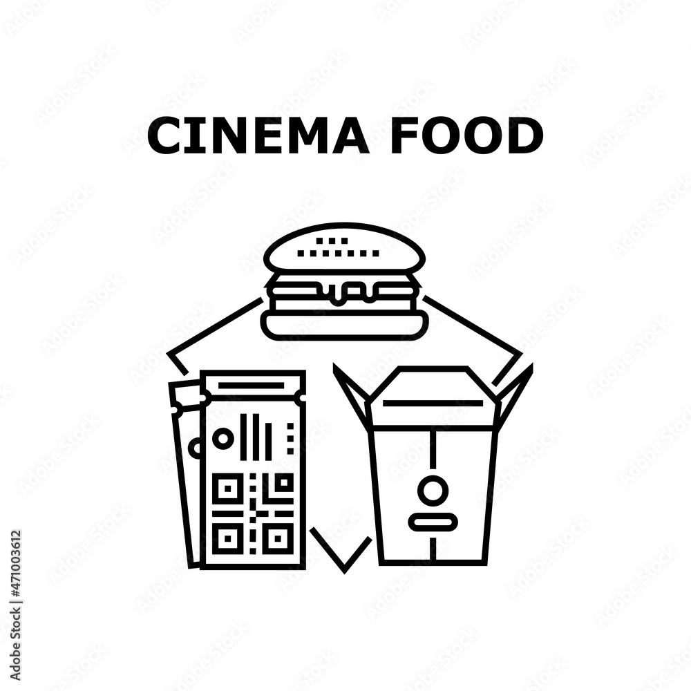 Cinema Food Vector Icon Concept. Burger And Popcorn Package Cinema Food ...
