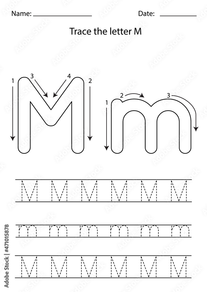 Learning English alphabet for kids. Letter M. Stock Vector | Adobe Stock