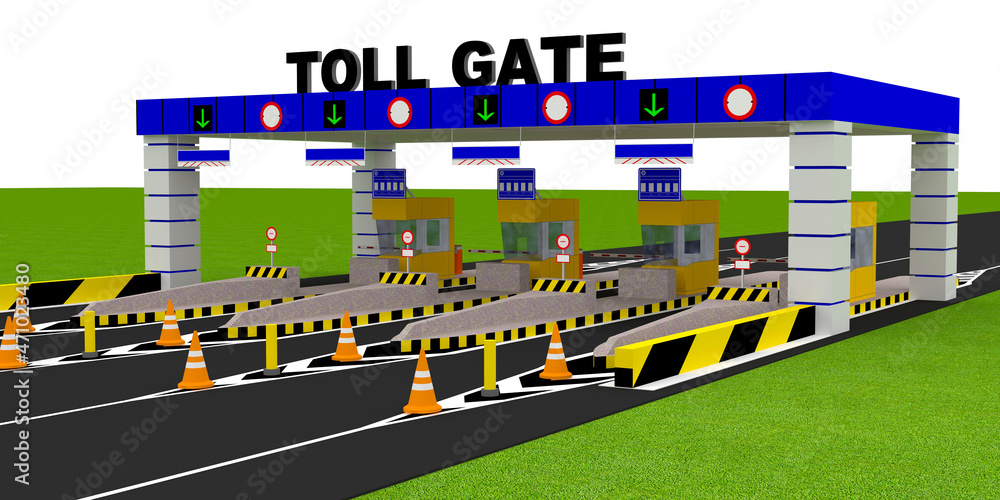3d illustration toll gate paid entrance transportation. High resolution ...